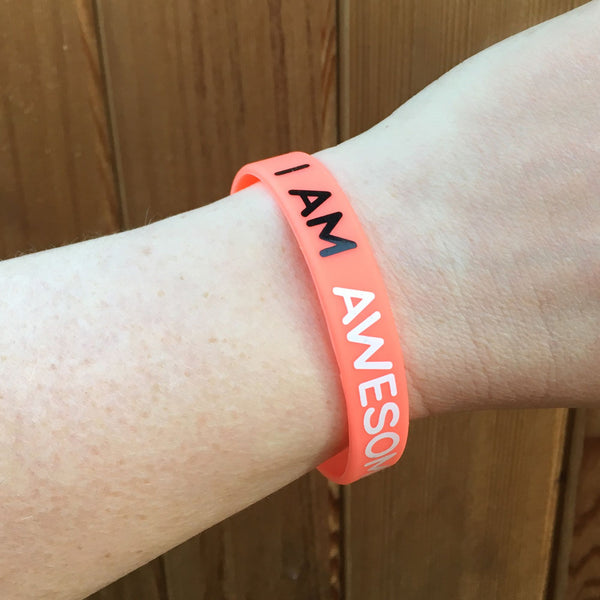 Positive Affirmation Wristbands - Coral I Am Awesome - Butler and Grace Ltd
