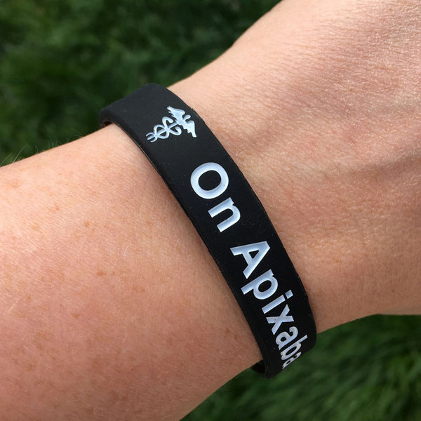 On Apixaban Silicone Wristband - Medical Alert ID Black & White ...