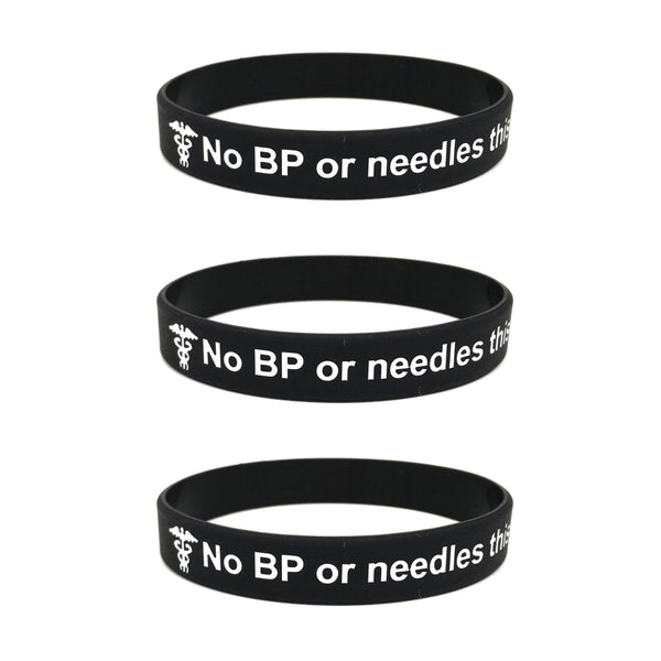 No BP or Needles This Arm Silicone Wristband - Medical ID Alert Band ...