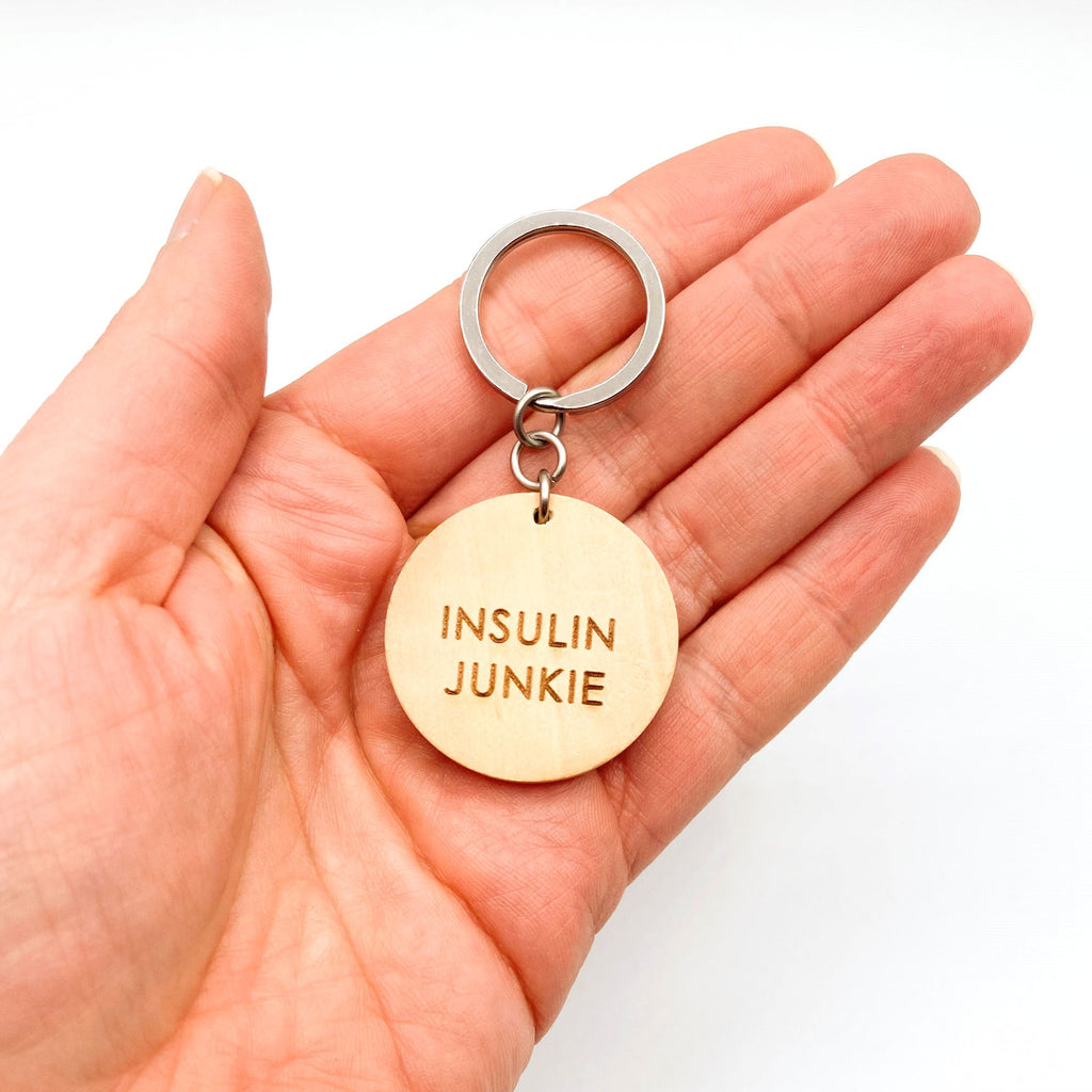 Diabetes Wooden Keychain - Insulin Junkie - Butler and Grace Ltd