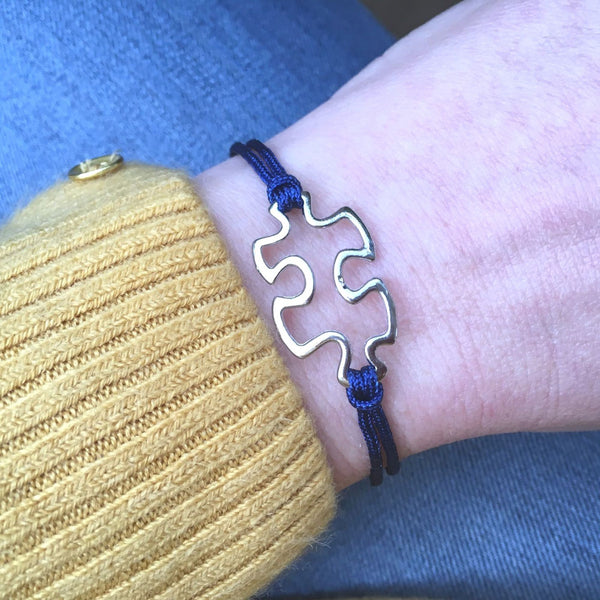 Autism Jigsaw Bracelet - Nylon Cord Puzzle Piece Connector - Butler and ...