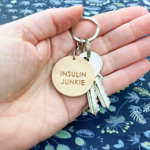 Diabetes Wooden Keychain - Insulin Junkie - Butler and Grace Ltd
