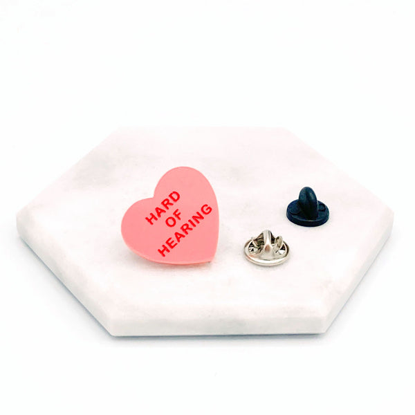 Hard of Hearing Candy Heart Pin - Butler and Grace Ltd